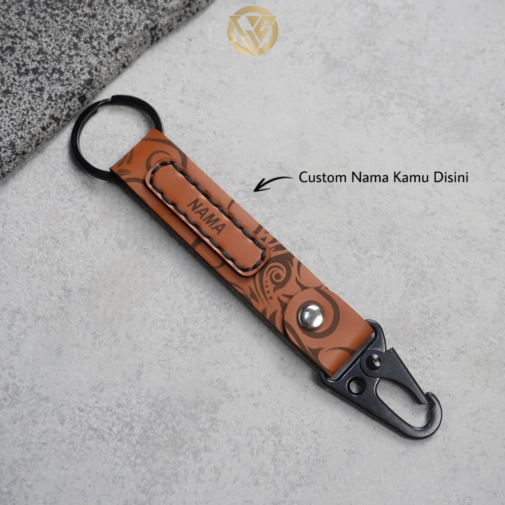 Jual Keychain Leather Grafir Custom Nama Batik Series Gantungan Kunci ...