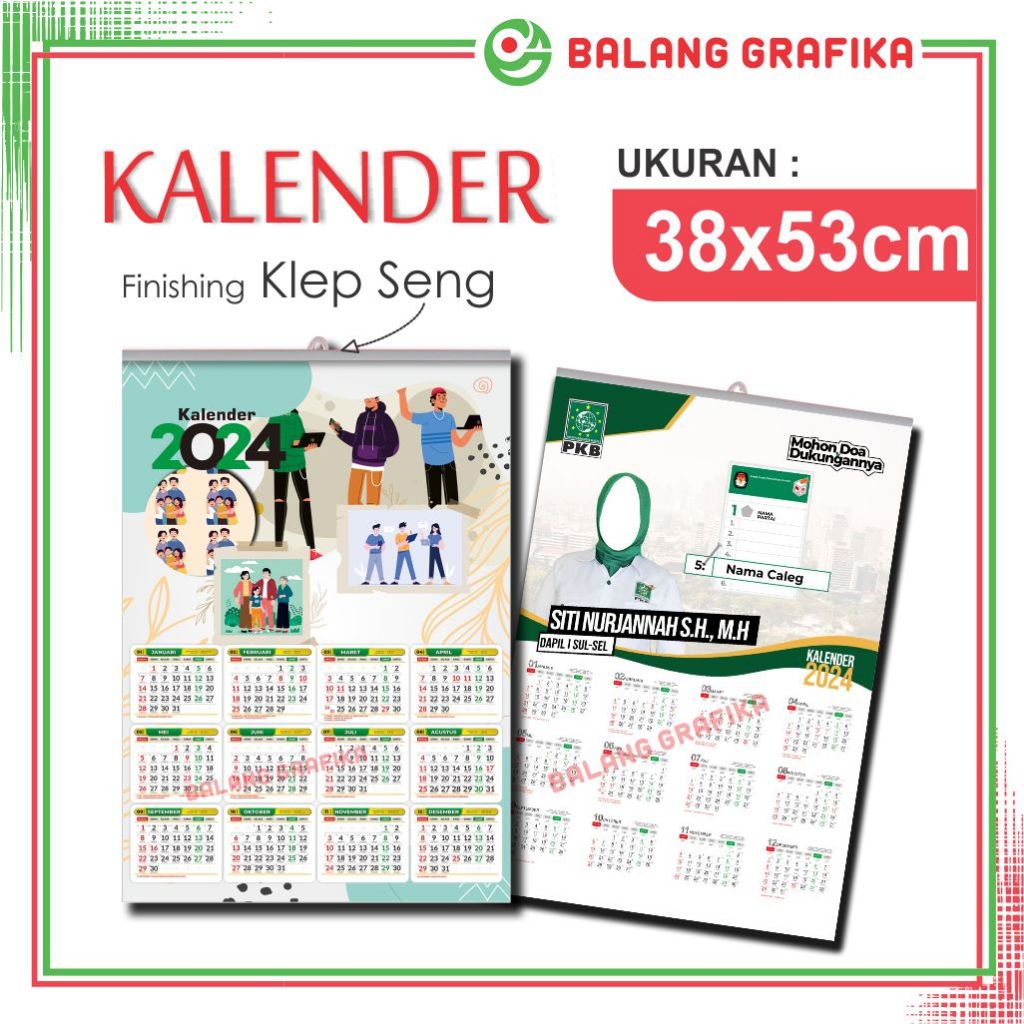 Jual Cetak Kalender Custom kelender Ukuran 38x53cm Finishing Klep Seng ...
