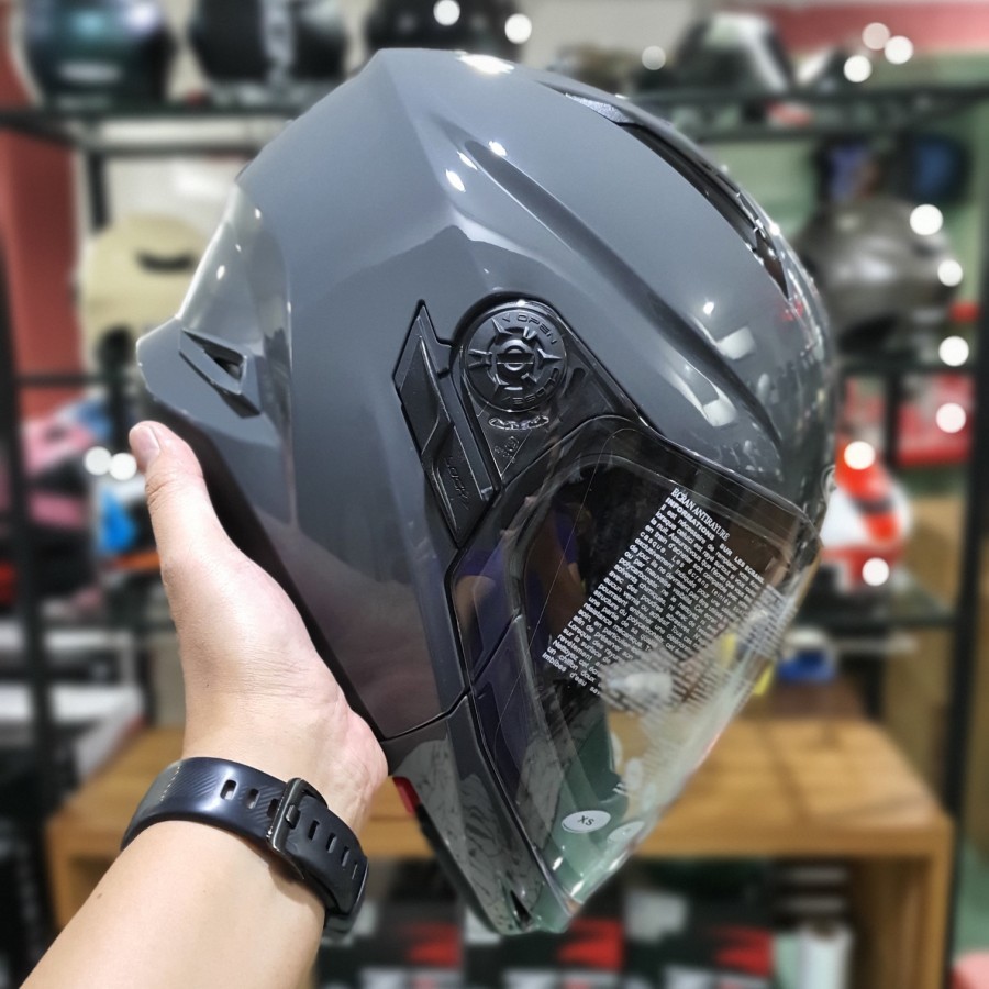 Jual HELM ZEUS ZS 613C GREY GLOSSY MODULAR DOUBLE VISOR | Shopee Indonesia