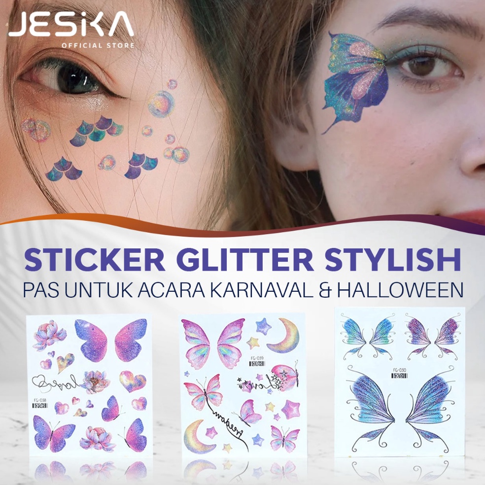 Jual trxI3u8T Sticker stiker tattoo wanita pria girls berwarna glitter ...