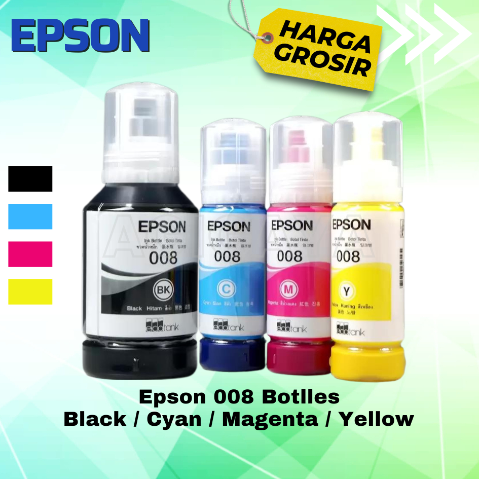 Jual tinta epson ink 008 black cyan magenta yellow original | Shopee ...