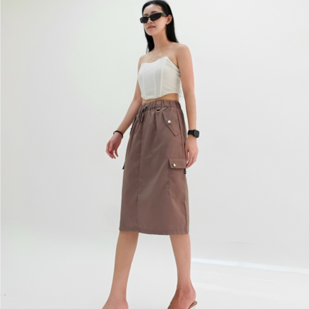 Jual Vero Cargo Midi Skirt Rok Selutut Kargo / Rok Katun | Shopee Indonesia