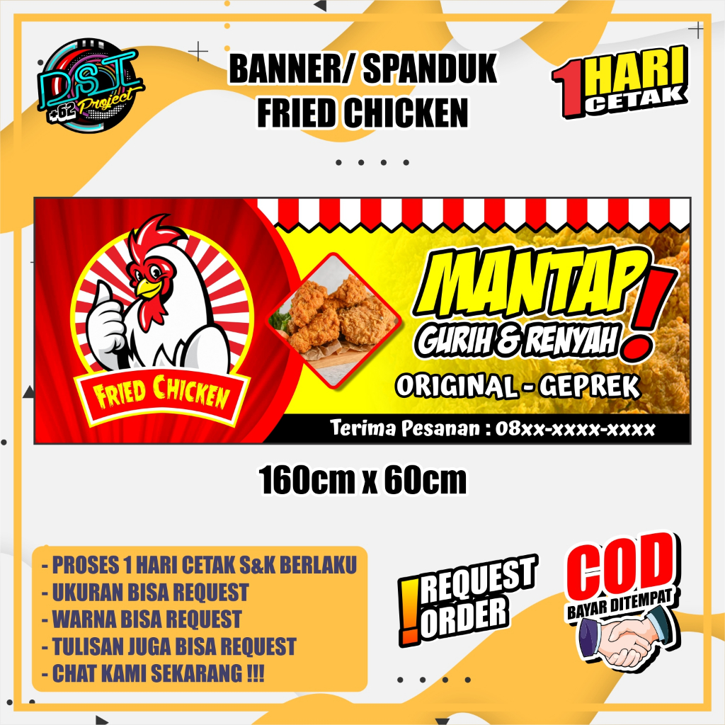 Jual BANNER / SPANDUK FRIED CHICKEN 160 x 60 | Shopee Indonesia