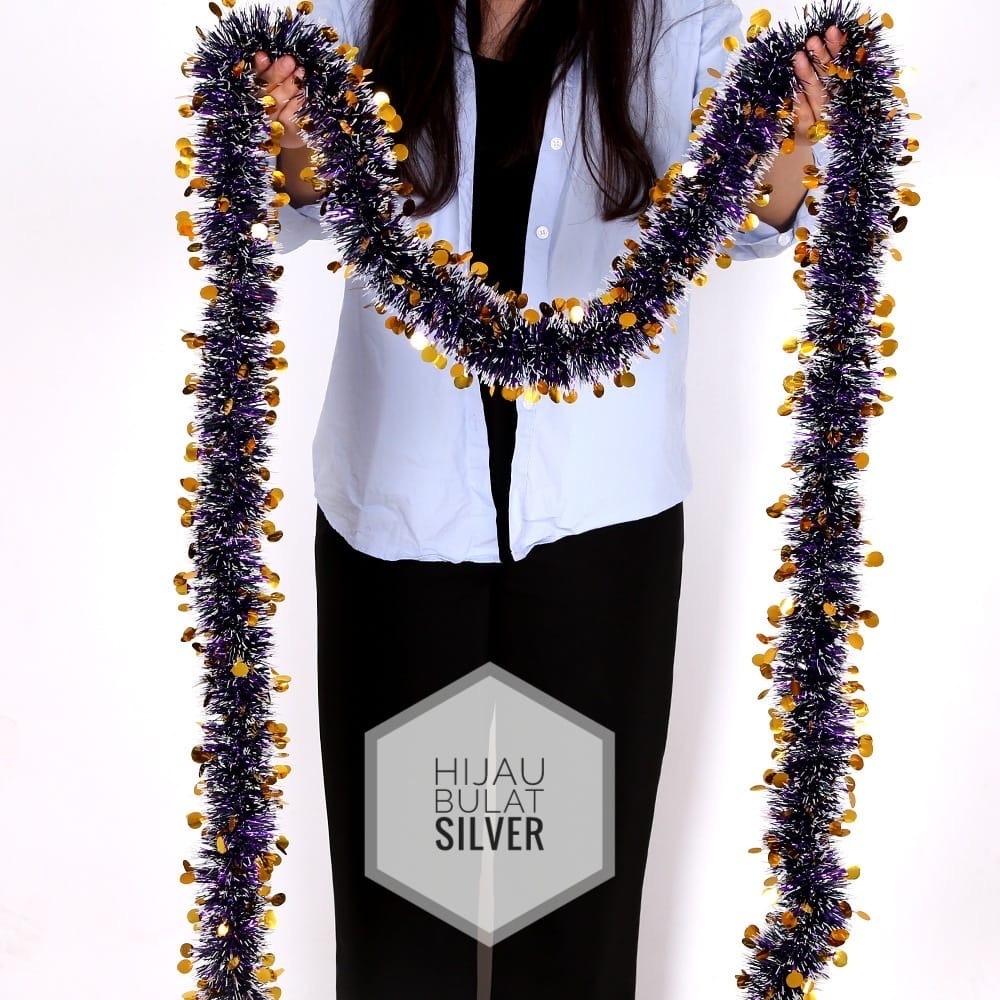 Jual Slinger Natal 2 Meter Hijau Salju Hijau Daun Rumbai Dekorasi Pohon ...