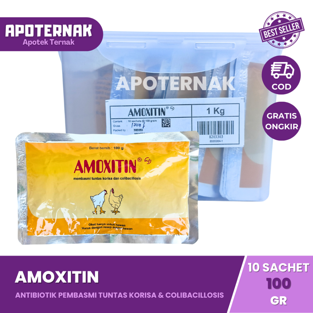 Jual AMOXITIN 1 KG (1 Box Isi 10 Sachet 100 gr) | Obat Pilek Ngorok ...