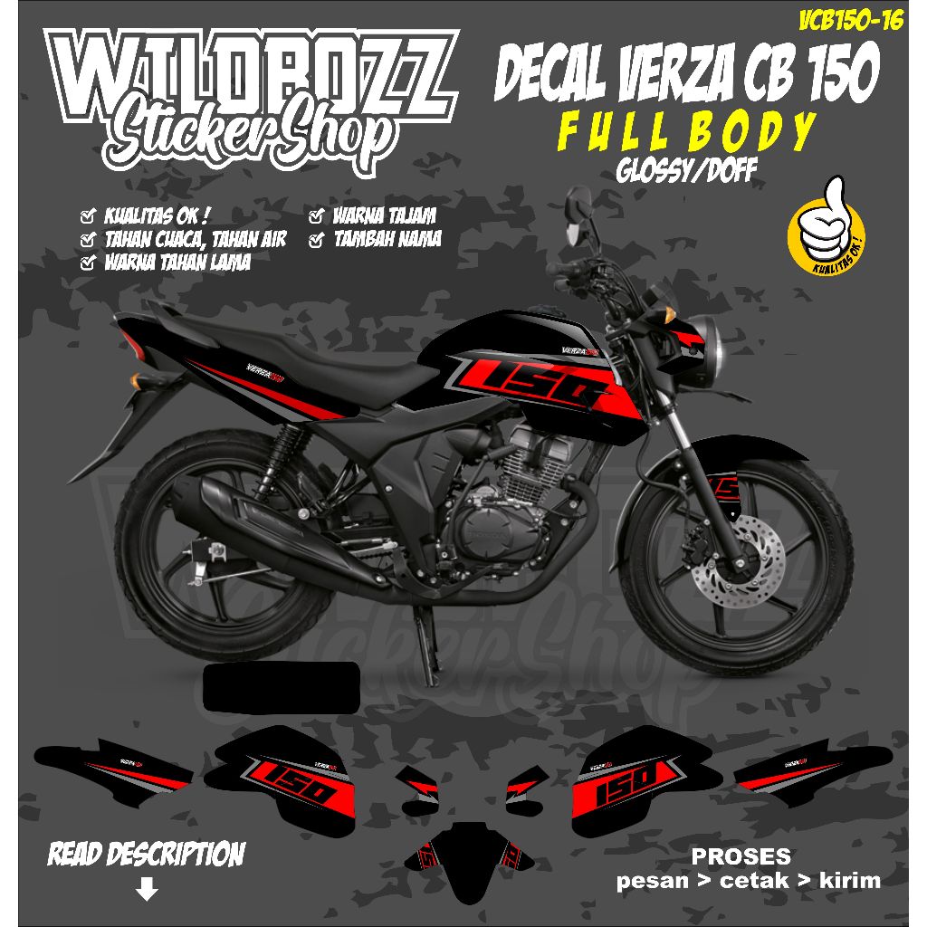 Jual decal Cb 150 VERZA full body keren (vcb150-16) -wildbozz- | Shopee ...