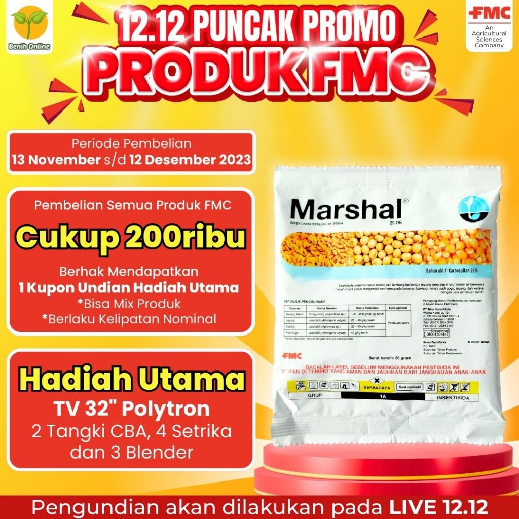 Jual INSEKTISIDA KARBAMAT MARSHAL 25 DS 25 GRAM FMC Karbosulfan 25% ...