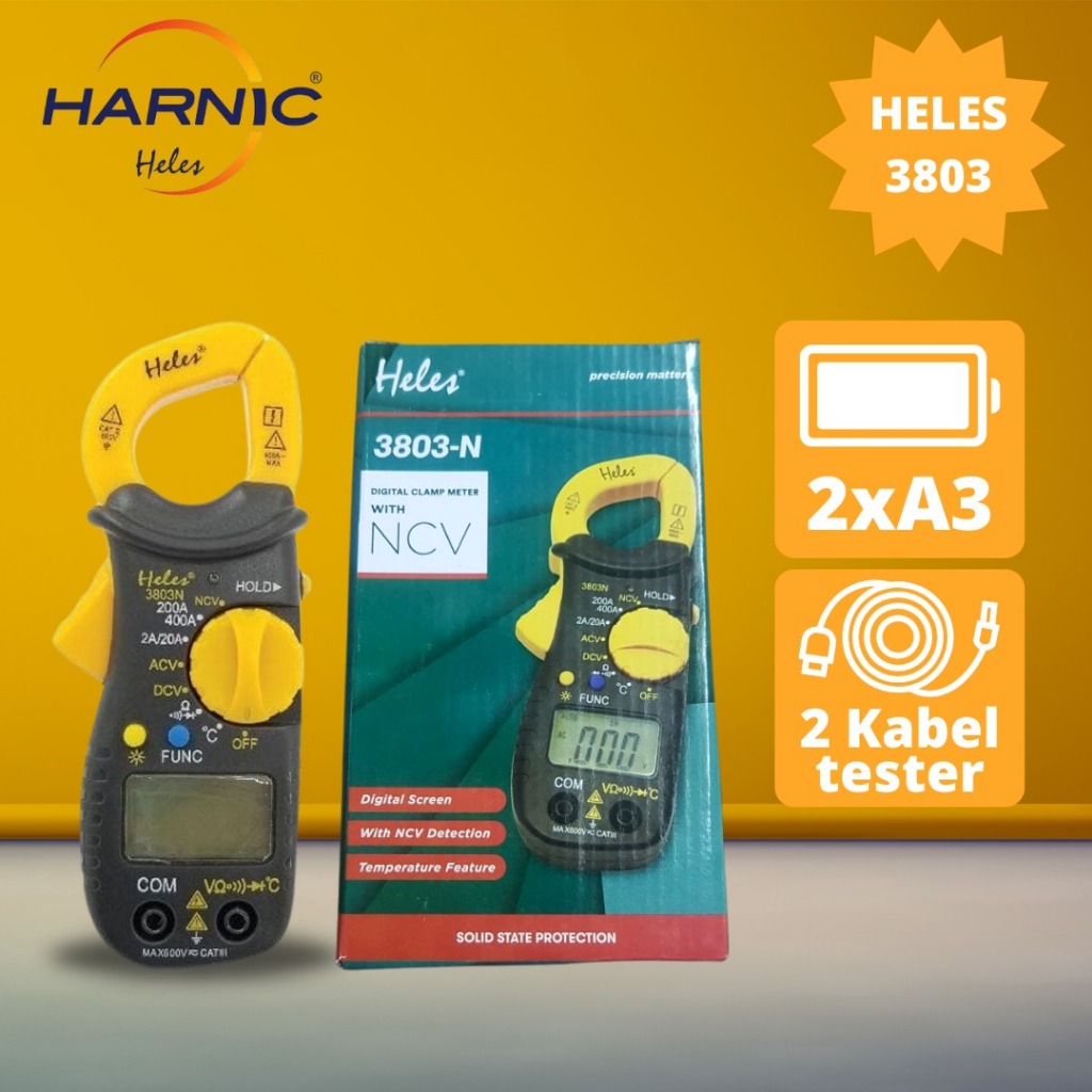 Jual Tang Ampere Digital - Digital Clamp NCV Avometer AC/DC - HELES 3803N | Shopee Indonesia