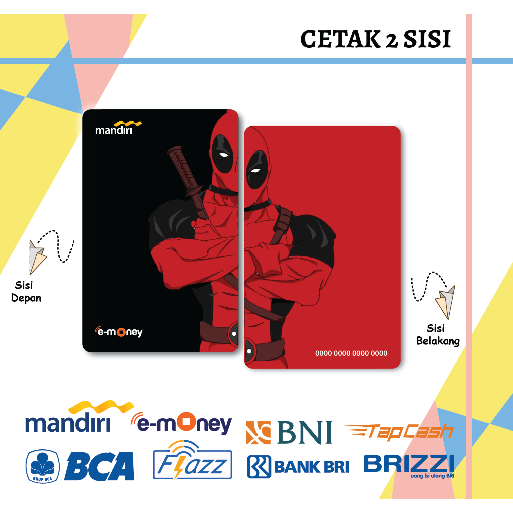 Jual KARTU EMONEY E TOLL SUPERHERO DEADPOOL KEREN MANDIRI FLAZZ BCA BNI ...