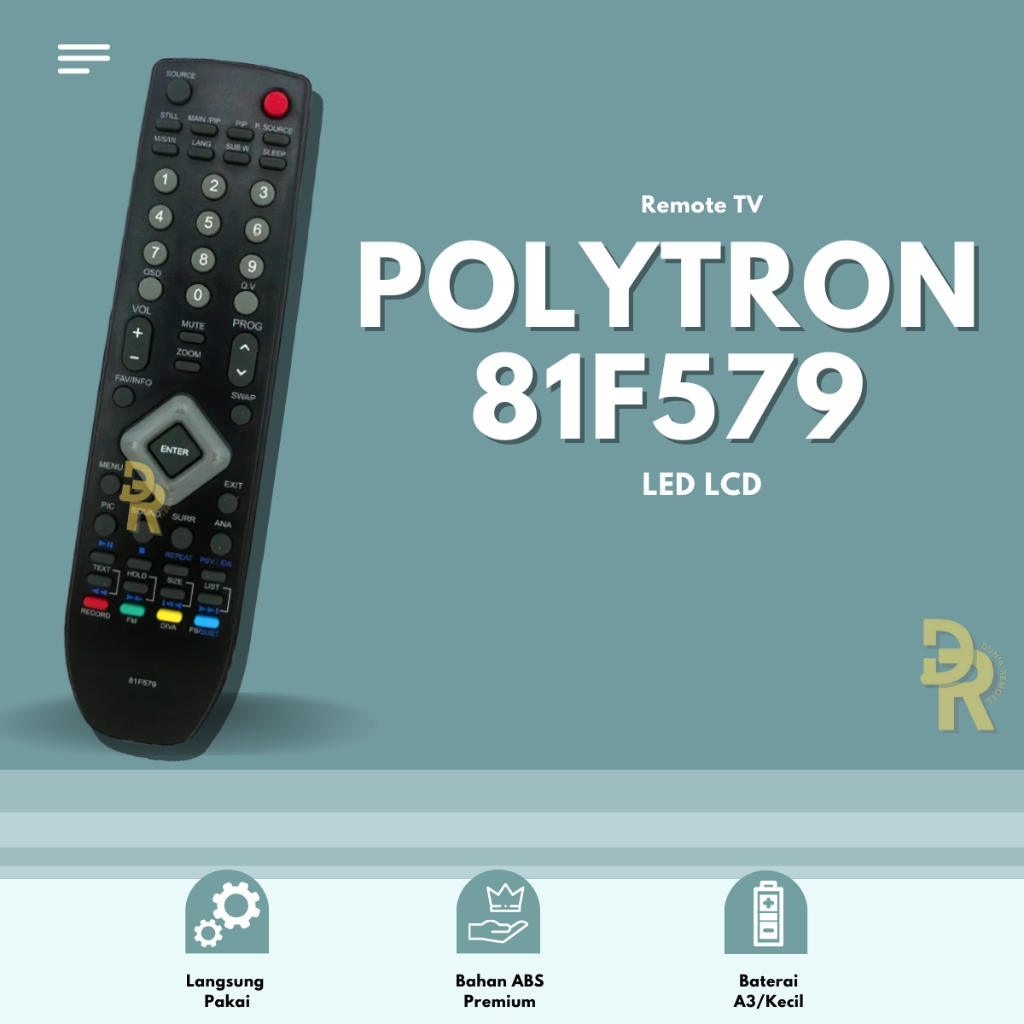 Jual Remot Remote TV POLYTRON 81F579 lcd led Tabung Slim flat Tanpa ...