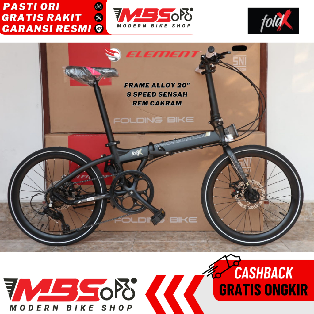 Jual SEPEDA LIPAT ELEMENT FOLDX 20 INCH DEWASA ALLOY 8 SPEED | Shopee ...