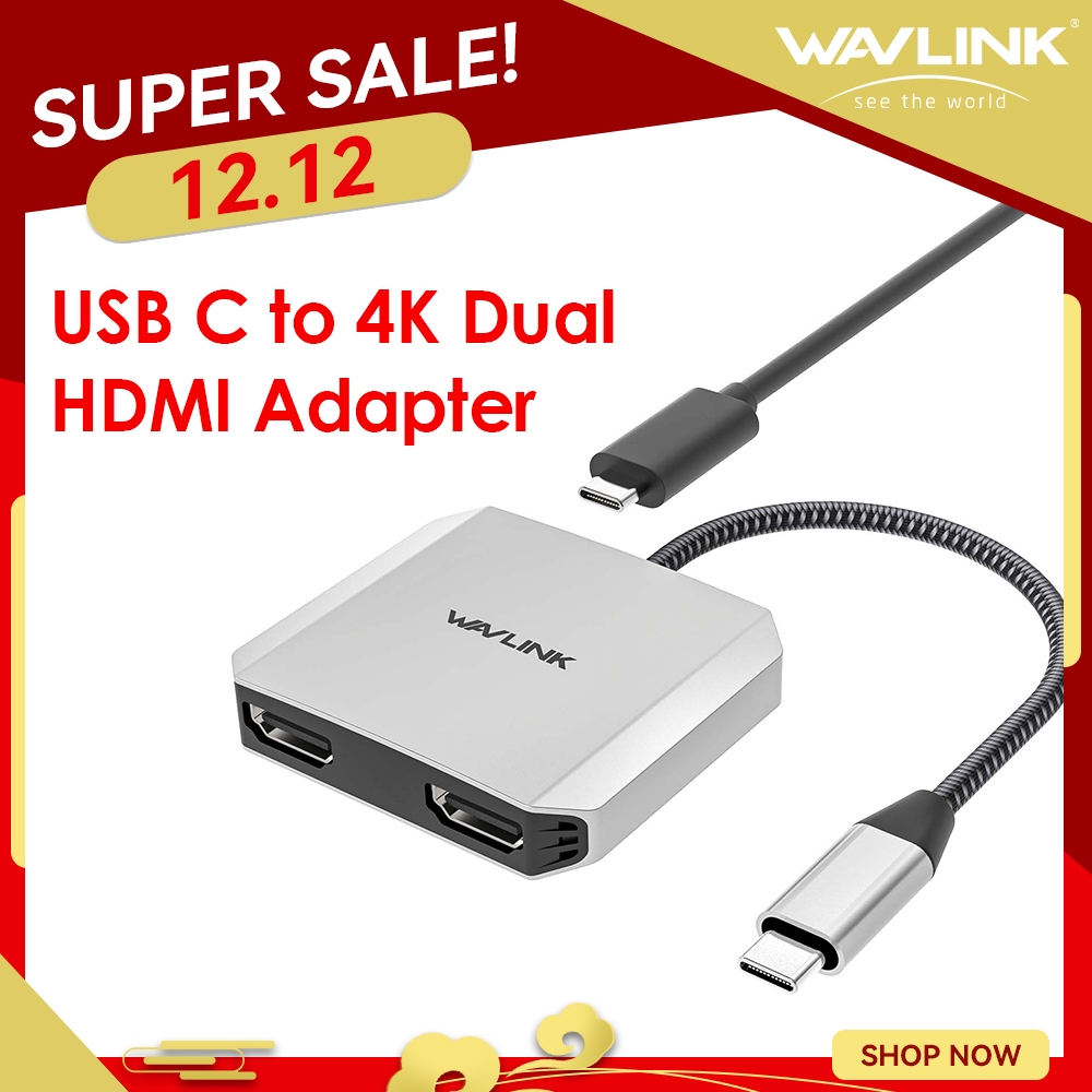 Jual WAVLINK USB C to Dual HDMI Splitter 4K@60Hz, 3-In-1 HDMI Adapter with 87W Power Delivery ...