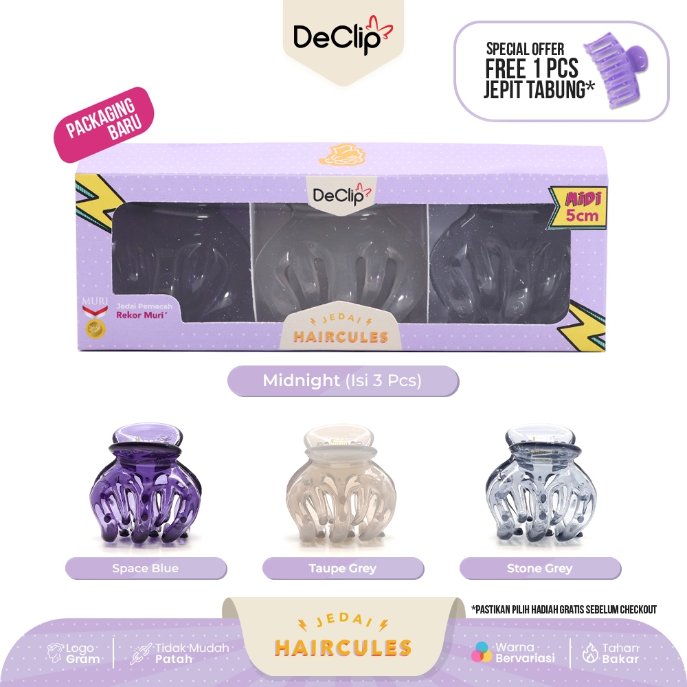 Jual Jedai Haircules Declip Original Gigi 5 ukuran 5cm Warna Midnight ...