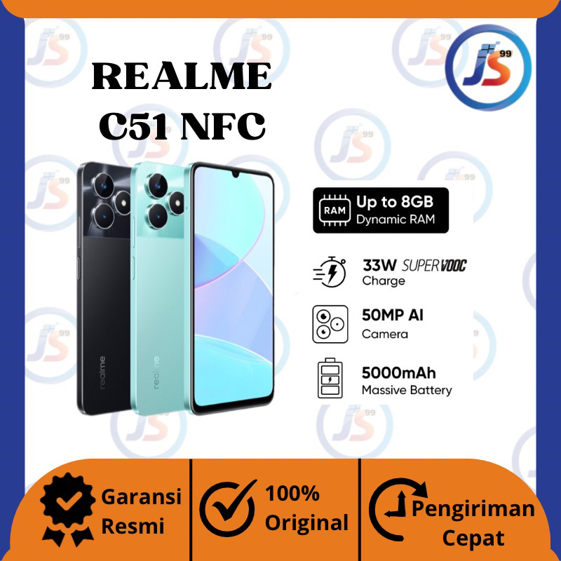 Jual REALME C51 NFC (Dynamic RAM | 33W SUPERVOOC Charge | 50MP AI ...