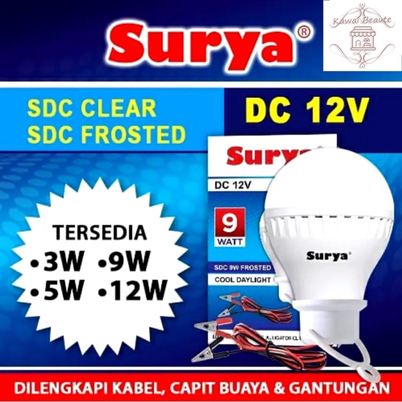 Jual Lampu LED DC 12V 3 5 9 12W SURYA LED AKI Accu LED Jepit FROSTED ...