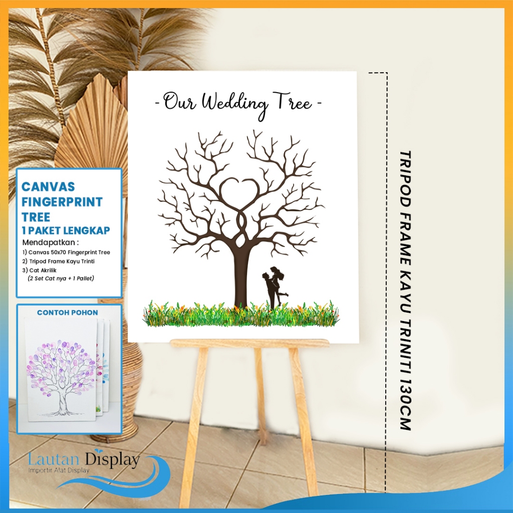 Jual (1 Paket) Standing Canvas Wedding Tree Fingerprint Ukuran 50x70 cm ...