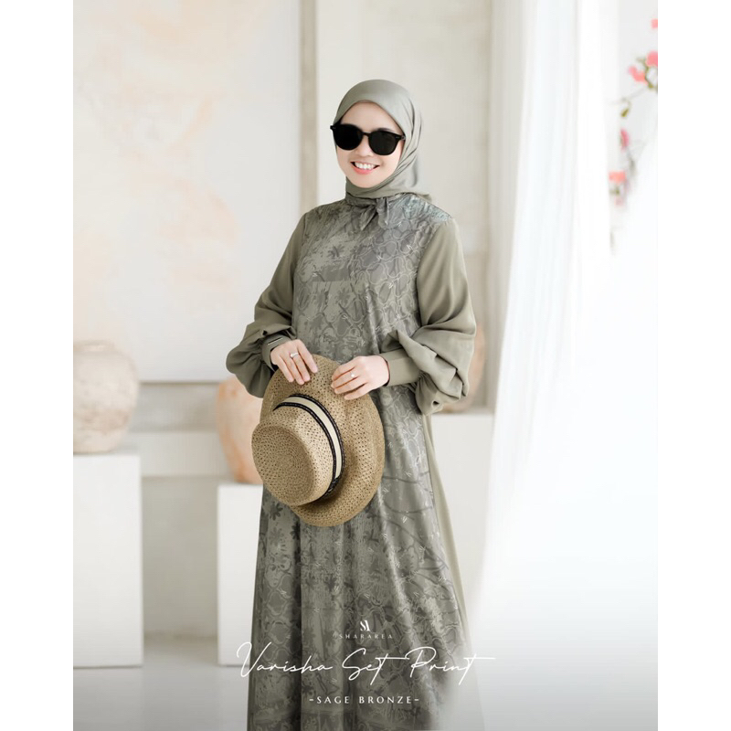Jual Varisha set print(dress dan scarf)by ShArarea | Shopee Indonesia