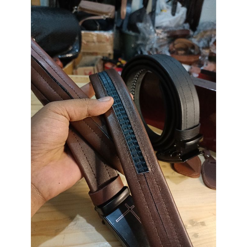 Jual Ikat Pinggang Resleting kepala Rell,Sabuk Resleting Kulit Asli ...