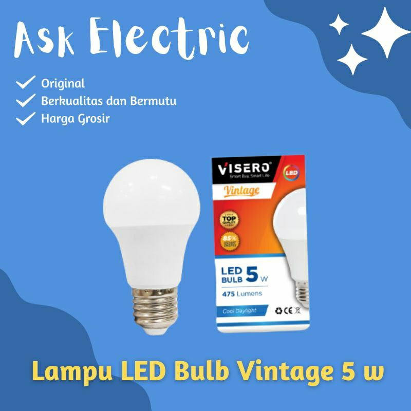 Jual LAMPU LED BULB VISERO VINTAGE 5 WATT /Lampu LED bohlam/Lampu Awet/Lampu Hemat Energi ...