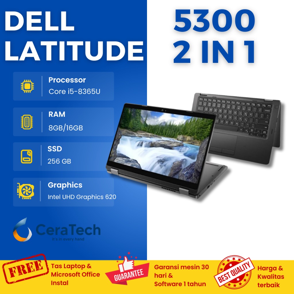 Jual Laptop Dell Latitude 5300 2 in 1 Core i5 Gen 8 RAM 8GB SSD 256GB ...