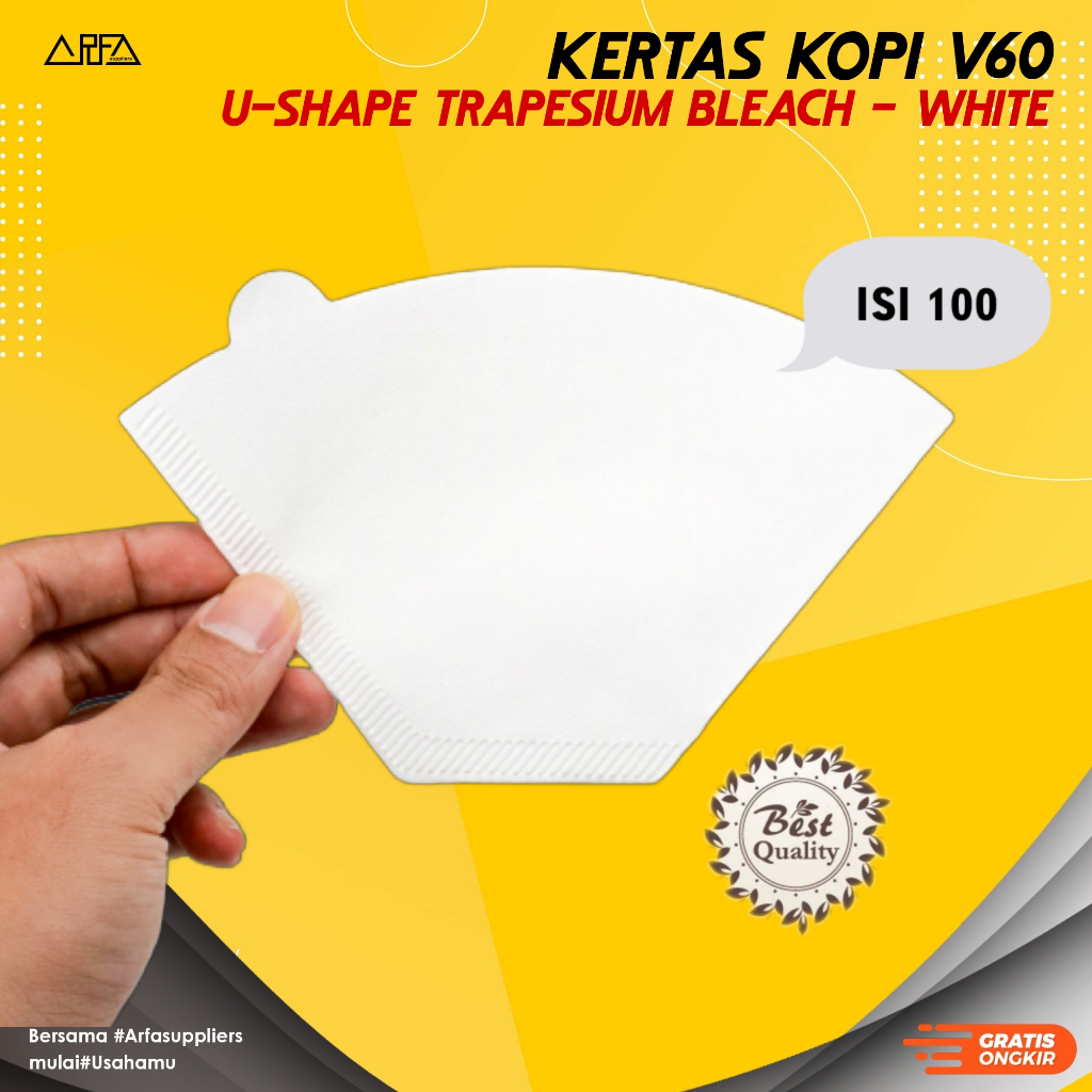Jual Paper Filter Drip Coffee V60 Putih Flat Bottom/ U-Shape ...