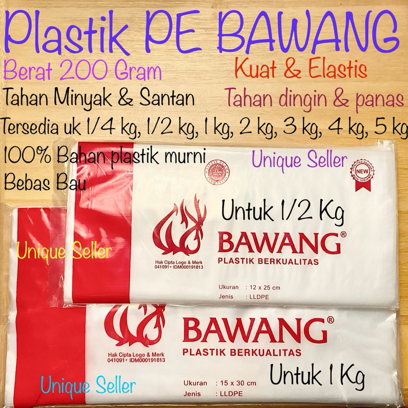 Jual Plastik PE Bawang Tebal 03 Uk 10x20 (1/4 kg) 12x25 (1/2 kg) 15x30 (1 kg) 18x35 (2 kg) 20x35 ...