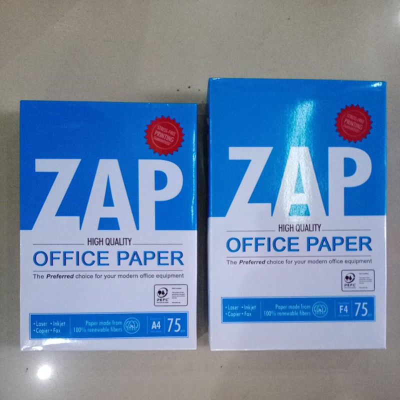 Jual Kertas HVS ZAP A4/F4 Putih Polos Photocopy 75gram (T0119/T0120) | Shopee Indonesia