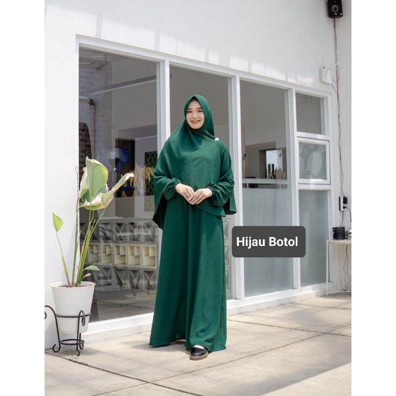 Jual GAMIS SET HIJAB BELLE BY DENYAN MW BAHAN CRINGKLE AIRFLOW | Shopee ...