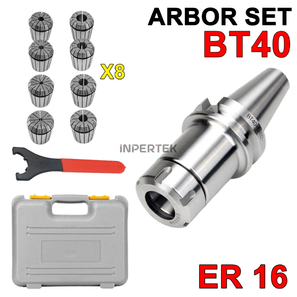 Jual Paket Arbor Set BT40 ER16 Collet Chuck 8 pcs ER 16 Holder BT 40 Milling CNC | Shopee Indonesia