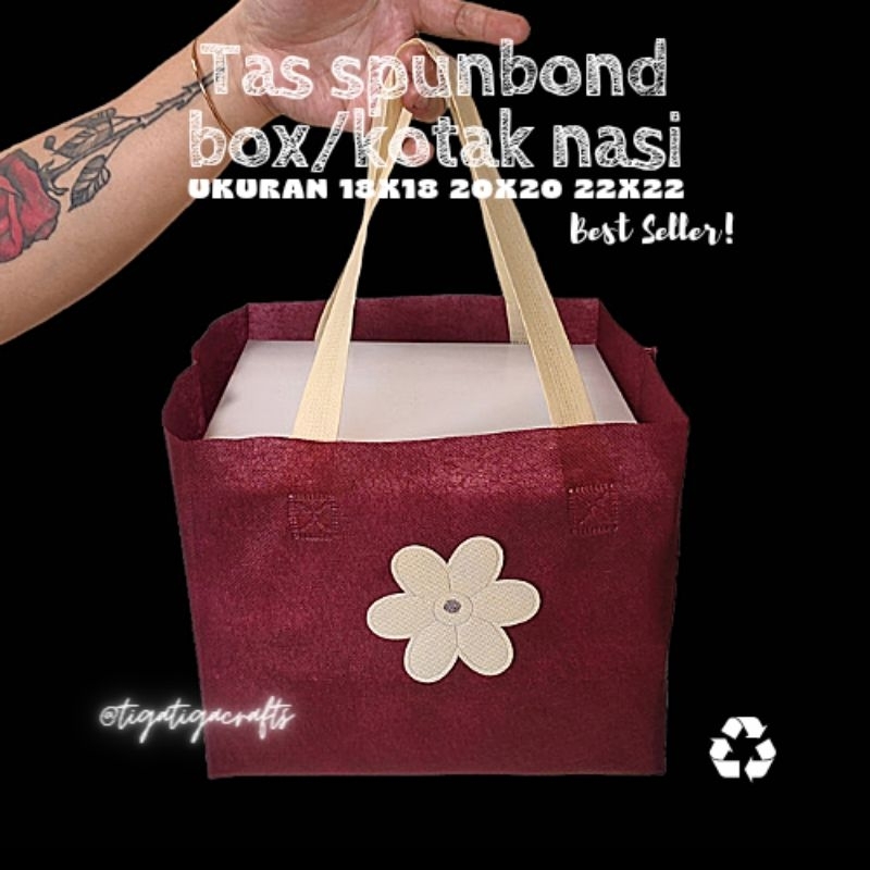 Jual BUNGA/PITA SATUAN tas spunbond box nasi 22x22 20x20 18x18 tas kotak nasi tas hajatan tas ...