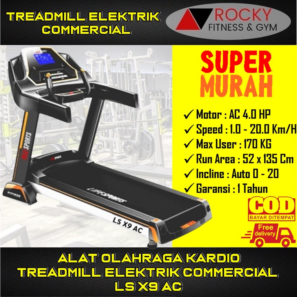 Jual Alat Fitness Treadmill Elektrik Commercial Life Sports LS X9 AC ...