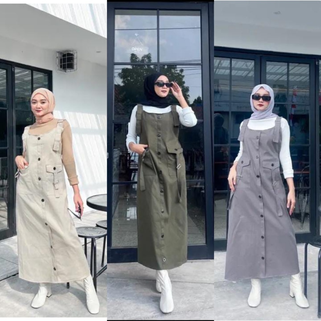 Jual Inara Overall Rok Cargo Twill Strecth / Overall Jumpsuit Cargo Rok ...