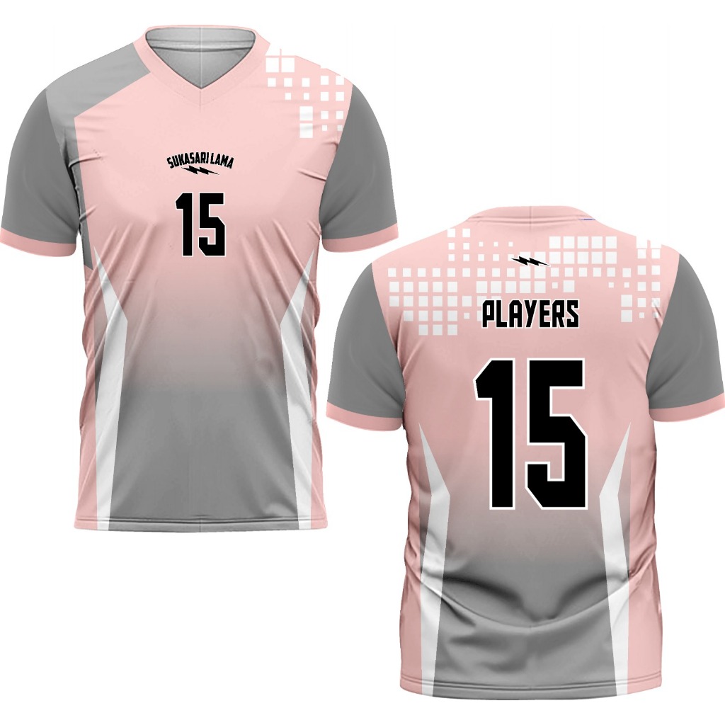 Jual Jersey Voli/Volly Pink Abu Pastel Free Nameset dan Logo | Shopee ...