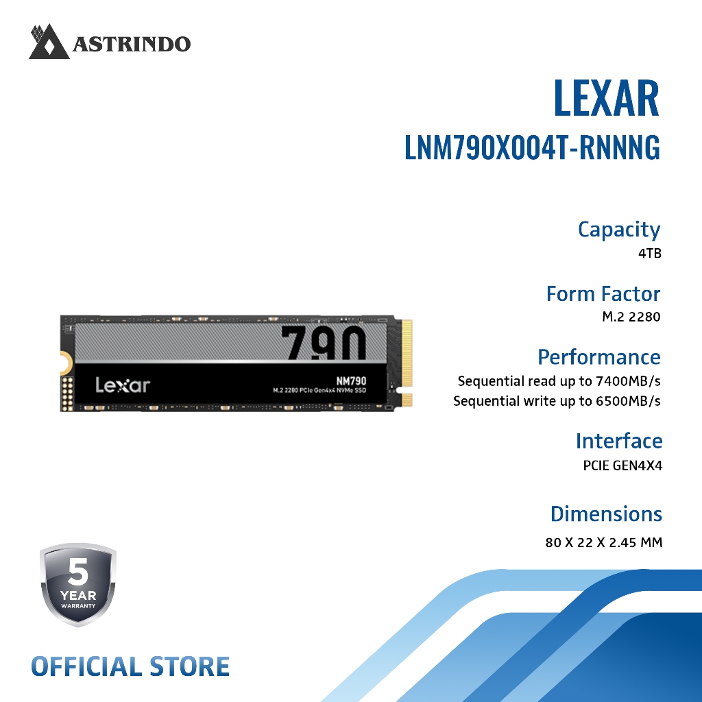 Jual Lexar® SSD NM790 M.2 2280 PCIe Gen 4×4 NVMe 4TB - LNM790X004T ...