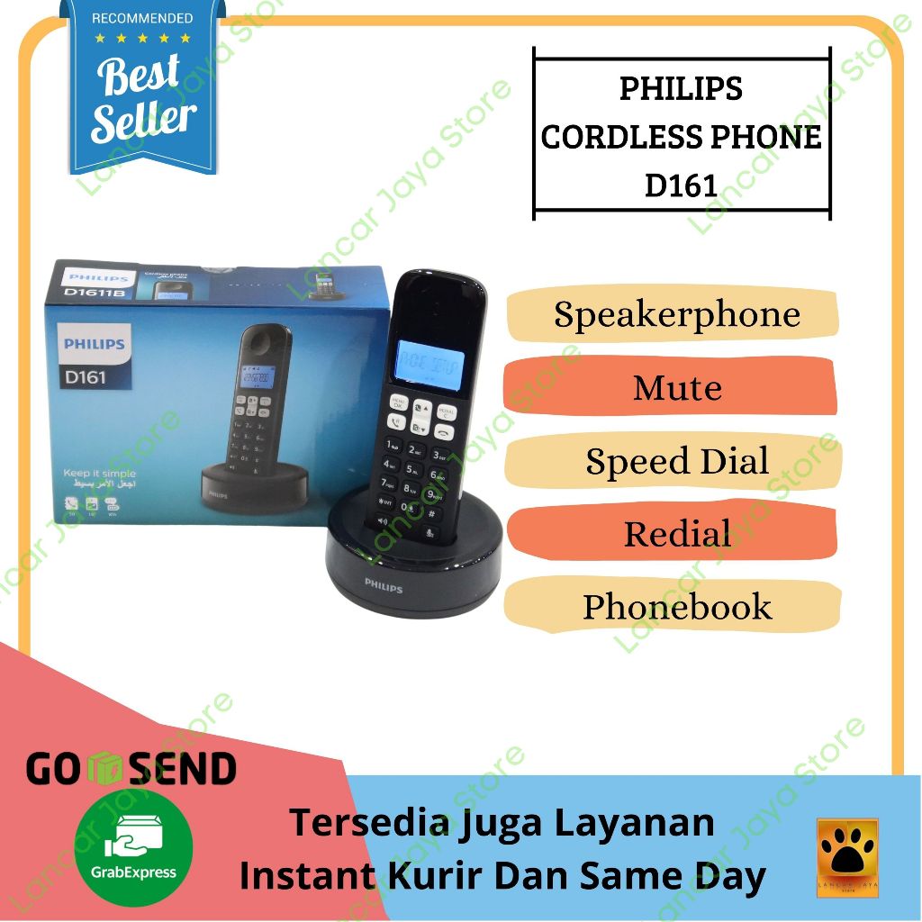 Jual Telepon Rumah Philips D161 Telepon Wireless Philips D-161 (Hitam) | Shopee Indonesia