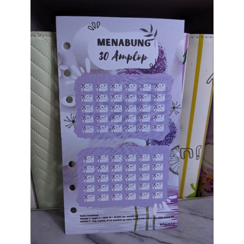 Jual [1 lembar] Kertas saving challenge tantangan menabung A6 6 lubang | ketas isi binder A6 ...