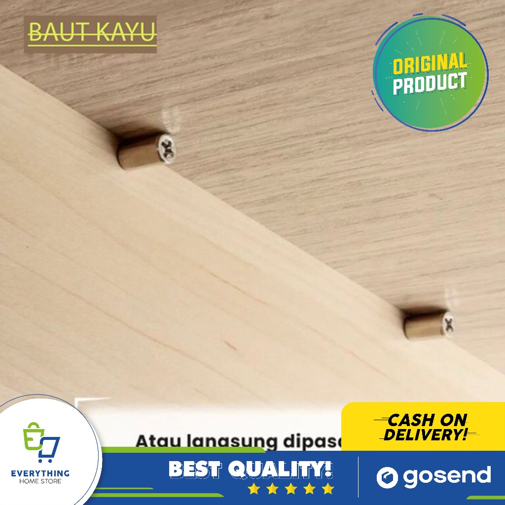 Jual Baut Ambalan Kayu Besi Bulat Sekrup SIku Penyangga Rak Lemari Cablock EHS | Shopee Indonesia