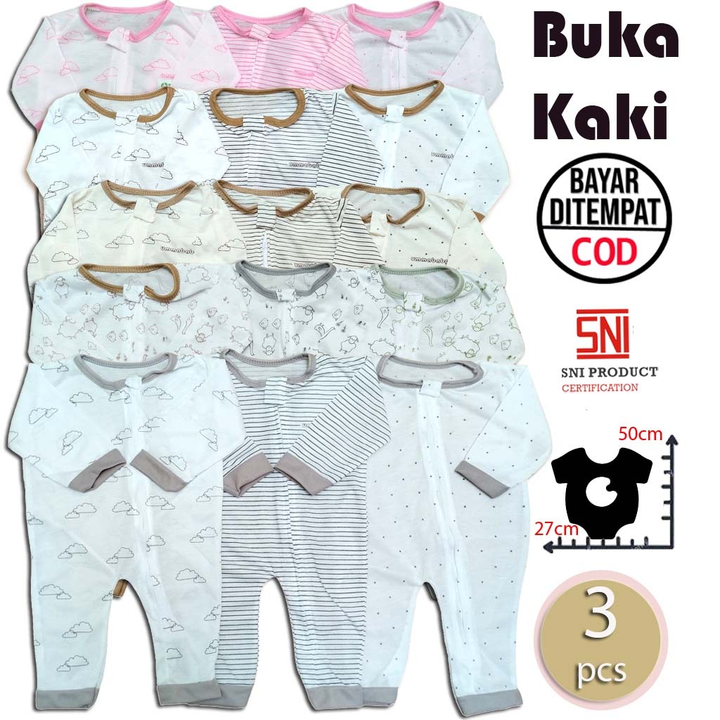Jual ummababyshop 3 pcs Sleepsuit Bayi Baru Lahir Buka Kaki Romper Bayi ...