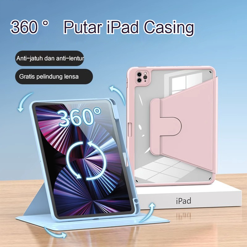 Jual Acrylic Case iPad 360 Rotate Flip Case iPad 9 Air 5 4 iPad pro 11 ...