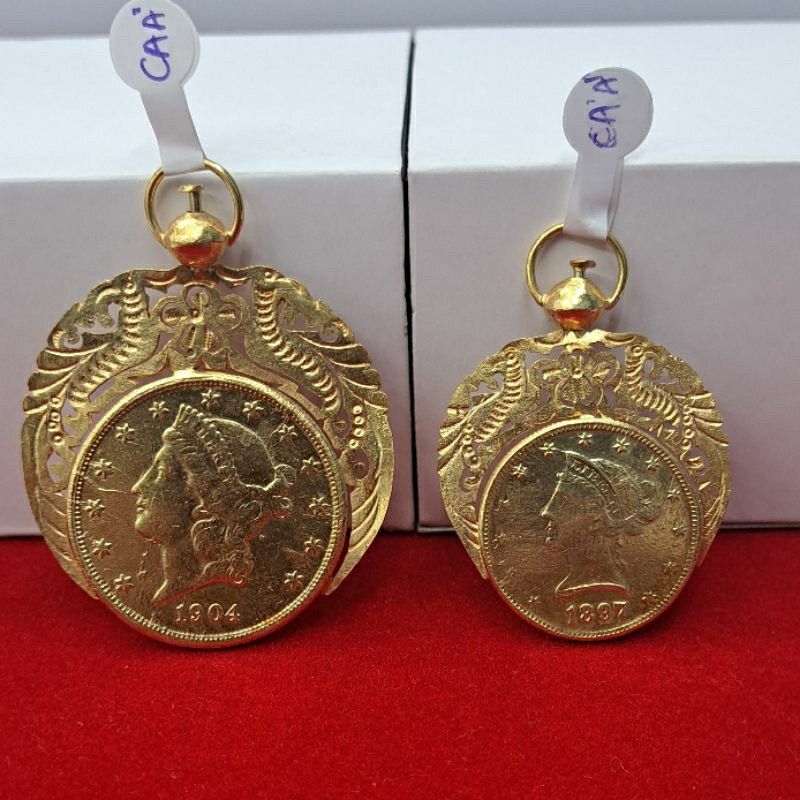 Jual Liontin Ringgit Rupiah Tempahan Lapis Emas Berputar | Shopee Indonesia