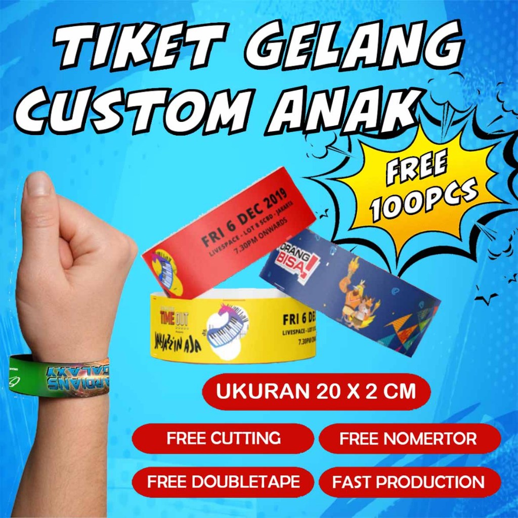 Jual CETAK TIKET GELANG CUSTOM ANAK / KONSER / WAHANA /ACARA / EVENT ...