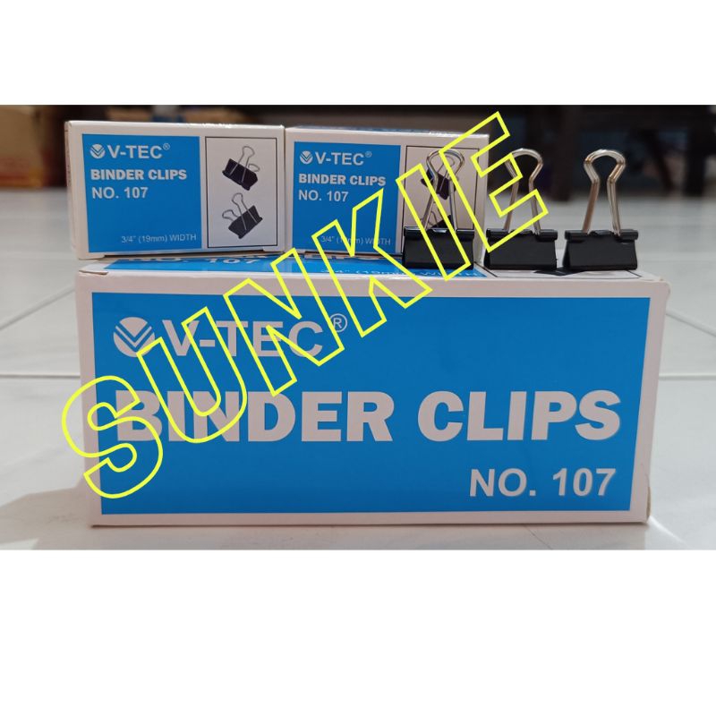 Jual Binder clip nomor 107/penjepit kertas/penjepit kertas hitam/klip ...