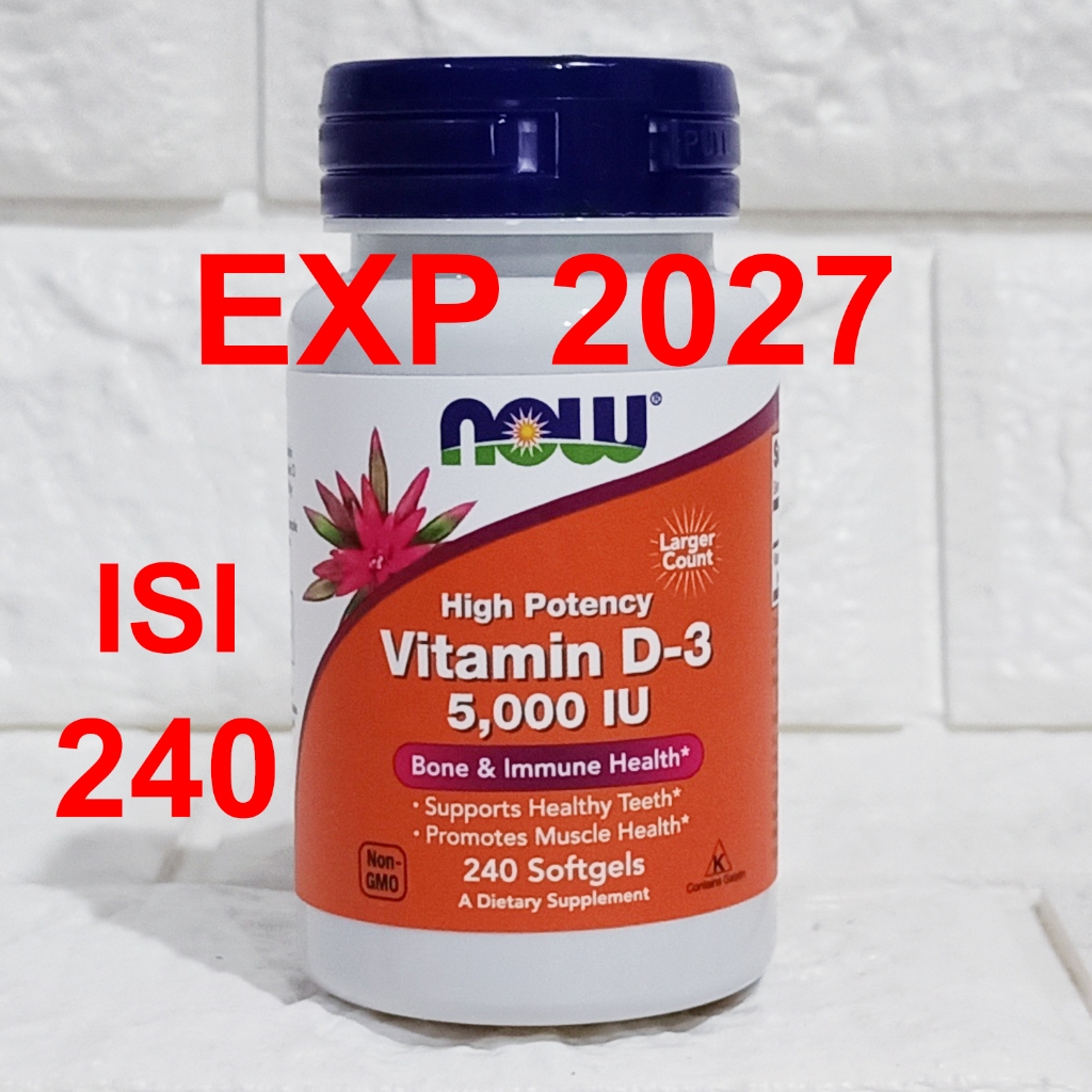 Jual Now Foods Vitamin D3 5000 iu Isi 240 Softgel Now Food Vit D3 5000 ...