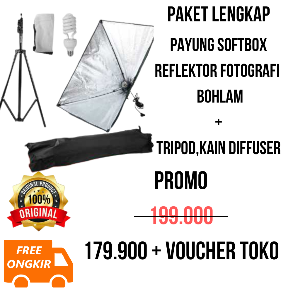 Jual PAKET SET 4 IN 1 Lighting Studio Softbox Lighting Reflektor Fotografi+ Bohlam and Tripod ...