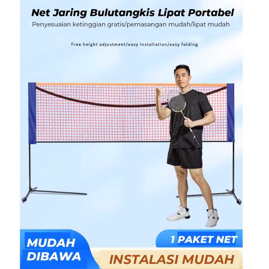 Jual NET BULU TANGKIS PRAKTIS/Net Badminton Portable Folding Rack 5.1 ...
