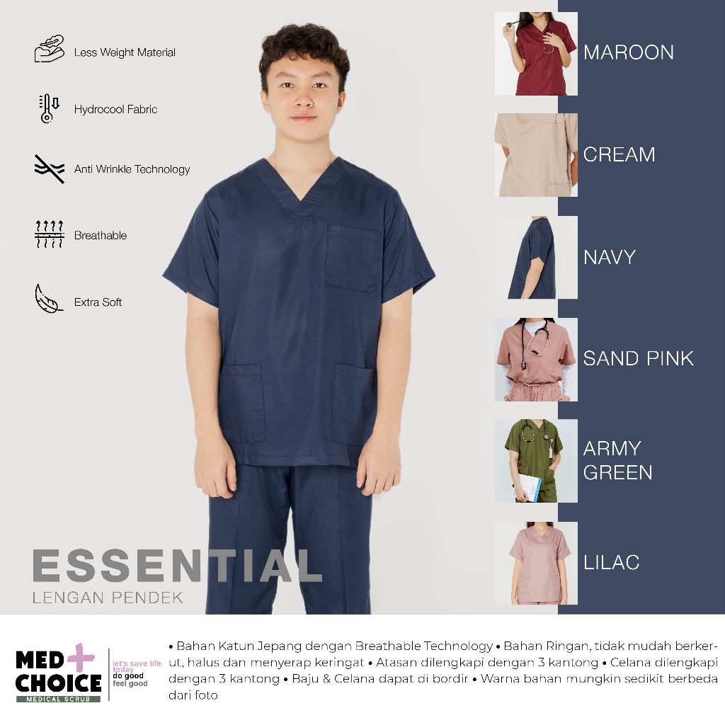 Jual Medchoice Doctor Scrub Essential Colection Lengan Pendek / Baju ...