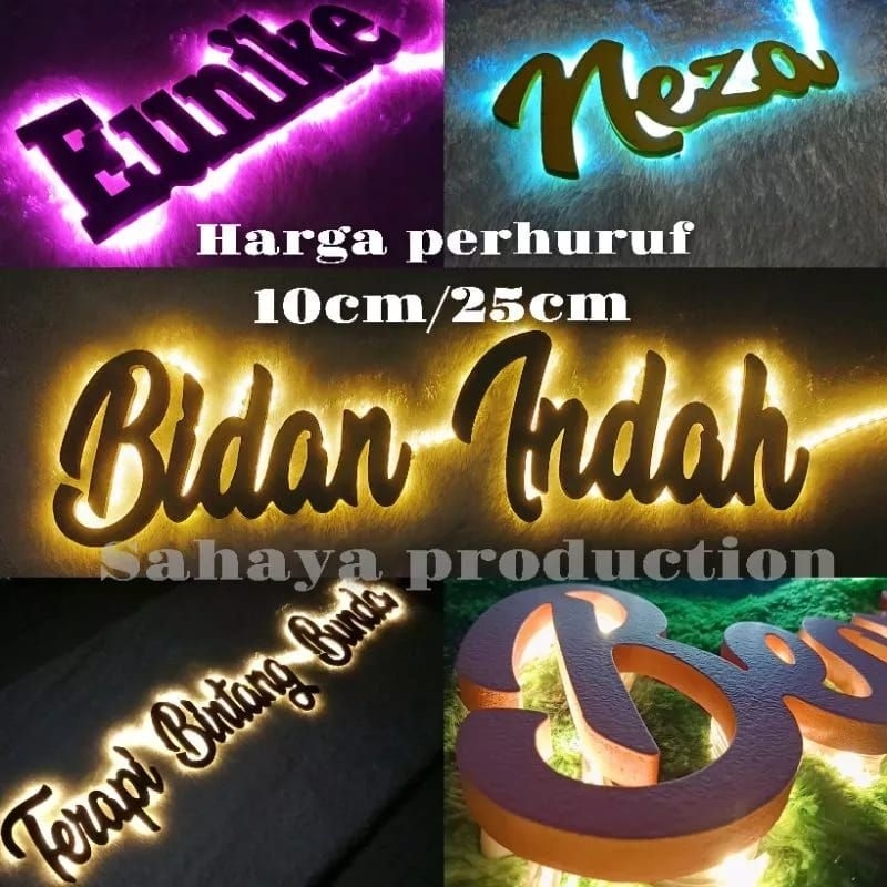 Jual Huruf Kayu Timbul Custom Nyala Lampu "LED" | Shopee Indonesia