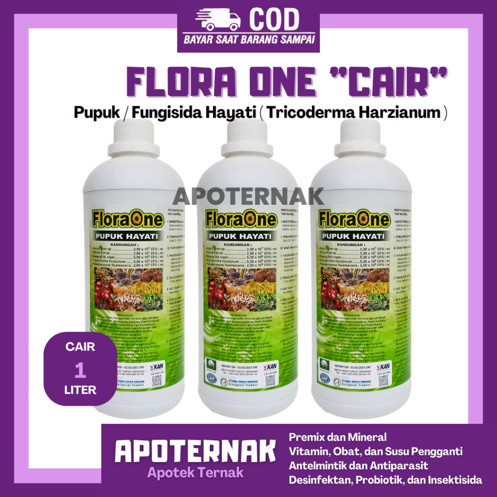 Jual PUPUK FLORA ONE Cair 1 Liter | Pupuk Hayati Tricoderma Cair Atasi Busuk Akar dan Buah ...