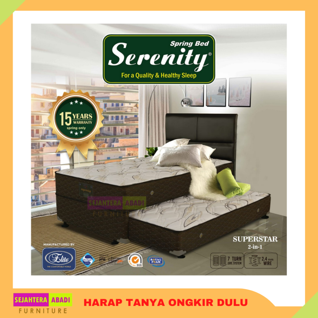 Jual elite springbed sorong 2in1 twin superstar serenity divan & full ...