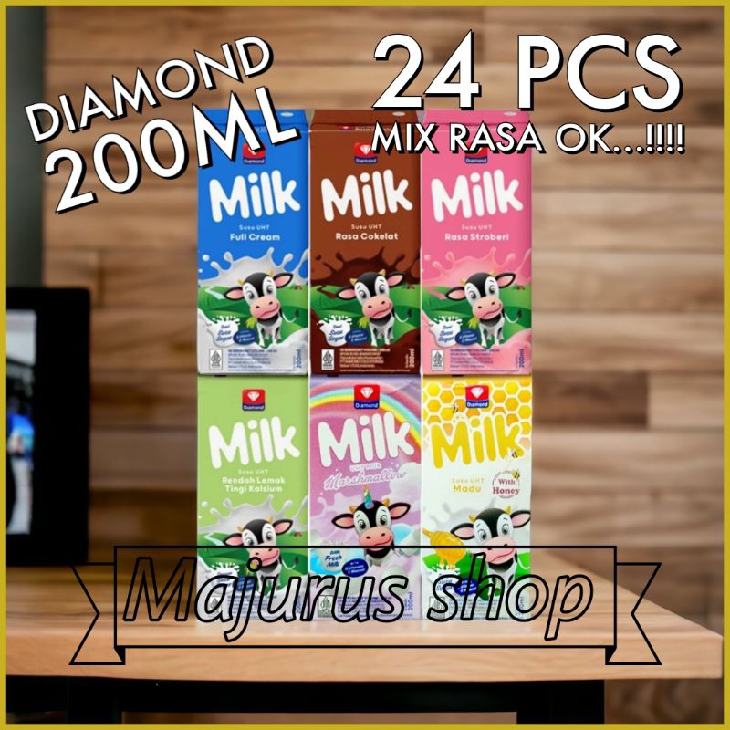 Jual Susu uht diamond 200ml-(200 ml/ 24 pcs)-| Full Cream, Coklat ...